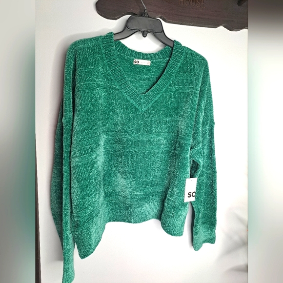 SO | Sweaters | So Jade Green Chenille Cropped Sweater Xxl New | Poshmark